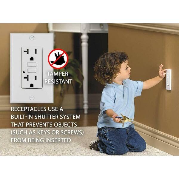 White GFCI 20A 125V Tamper Resistant Outlet - 20 AMP Grounded ...