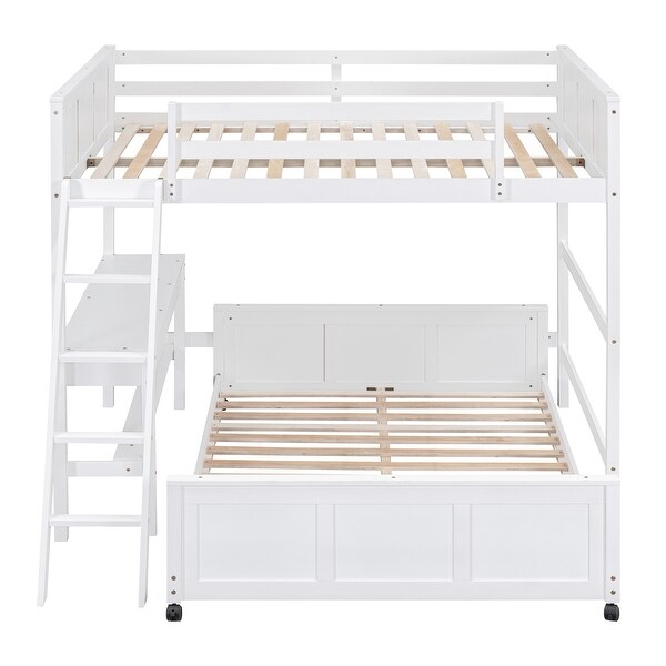 Twin Over Full Full Over Full Bunk Bed with Built in Desk and 2 Drawers L Shaped Loft Bedframe w Removable Bottom Bed for Kids Bed Bath Beyond 39830369