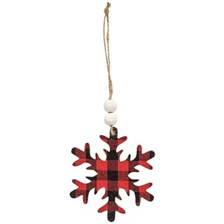 Red & Black Buffalo Check Snowflake Beaded Ornament - 6.75"H - Bed Bath ...