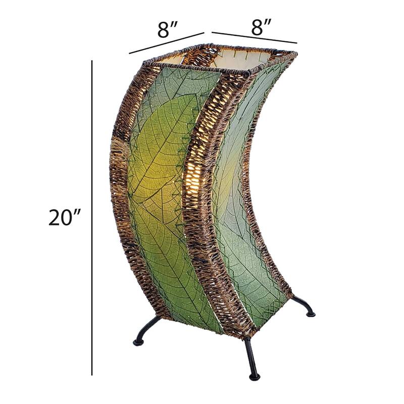 Handmade C Shape Table Lamp, Cocoa Leaves Shade, 8 x 8 x 20 in. - 8 x 8 ...