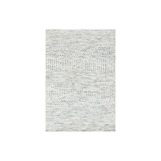 Cadet Gray Hand Knotted Modern Grass Design Tone on Tone Natural Undyed ...