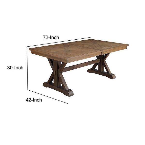 Osun 96 Inch Dining Table, Natural Brown Wood, Crossed Pedestal Stand ...