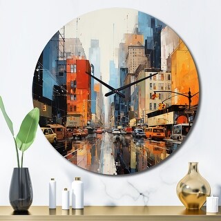Designart "Blue Grey Mid Century Midcentury Metropolis II" Mid-century ...