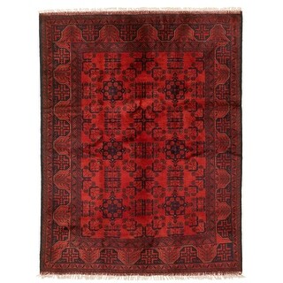 ECARPETGALLERY Hand-knotted Finest Khal Mohammadi Red Wool Rug - 4'10 x ...