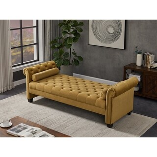 Brown Rectangular Sofa Stool, Tufted Cushions, Armrests - Bed Bath ...
