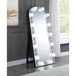 Noralie Accent Floor Mirror in Mirrored & Faux Diamonds - Bed Bath ...