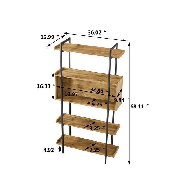 5 Tier Open Practical Bookshelf with Metal Frame - Bed Bath & Beyond ...