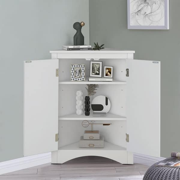 Modern Stylish Triangle Corner Storage Cabinet with Two Adjustable ...