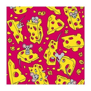 Mice and Swiss Cheese Red Palette Drawing Cartoon Art Print/Poster ...