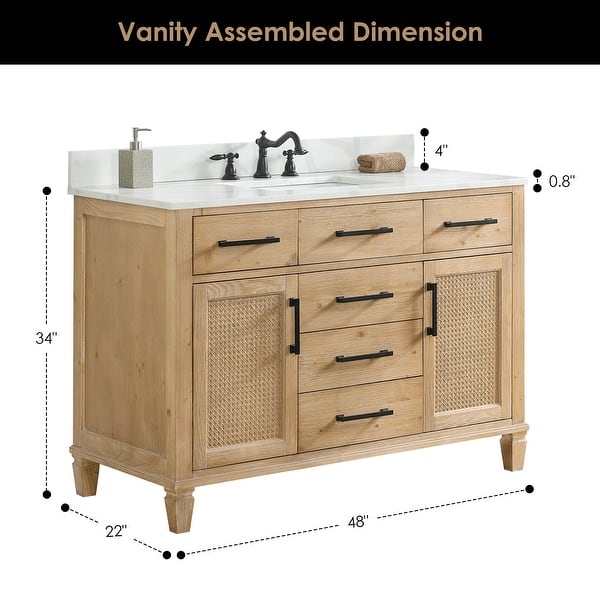 Altair Solana Bath Vanity with Calacatta White Quartz Stone Countertop ...