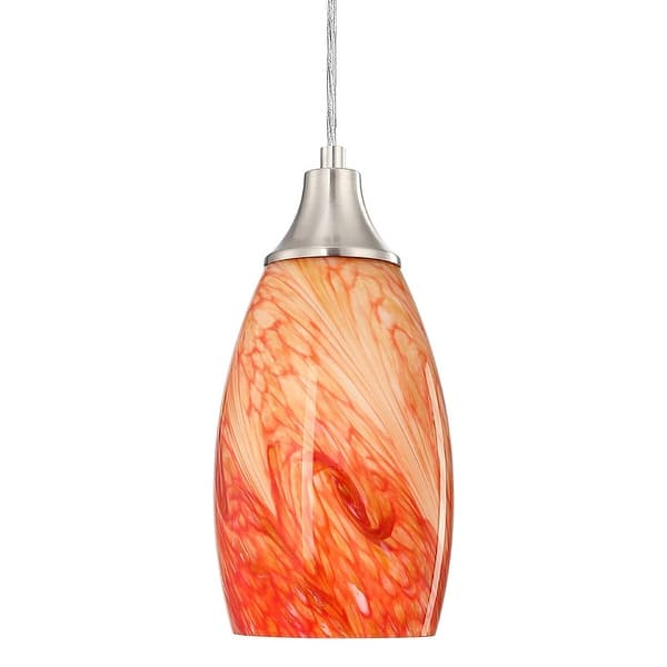 Amber Red glass pendant light Adjustable light cord Nickel over sink ...