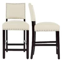 24 Inches Fabric Upholstered Counter Height Bar stools with Back and ...