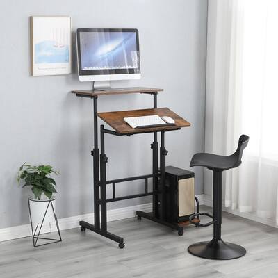 Merax Adjustable Drafting Desk Computer Desk with CPU Stand - Overstock ...