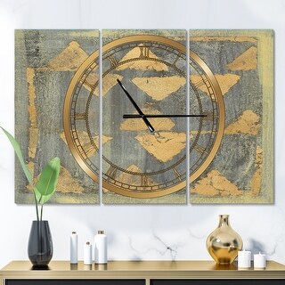 Designart 'Glam Metallic Form I' Glam 3 Panels Large Wall CLock - 36 in ...