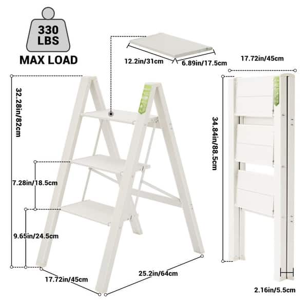 3 Step Aluminum Portable Lightweight Ladder for Kitchen - Bed Bath ...