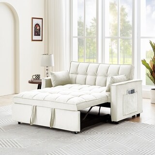 55" Pull Out Sleeper Sofa Couch Bed With Pillows,Side Pockets - Bed ...