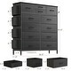 12 Drawer Dresser Fabric Tall Dressers for Bedroom Chest of Drawers ...