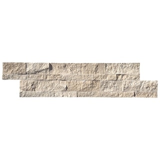 Ivory Travertine 6" x 24" Split Face Ledger Panel Mosaic Tile - Bed ...