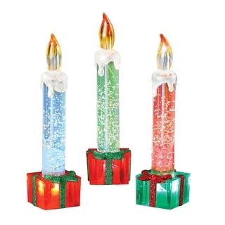 Color Changing Flameless Glitter Candles - Set of 3 - 7.750 x 6.750 x 3 ...