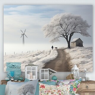 Designart "Wind Turbines Winter Scenery " Wind Turbines Wall Art - Bed ...