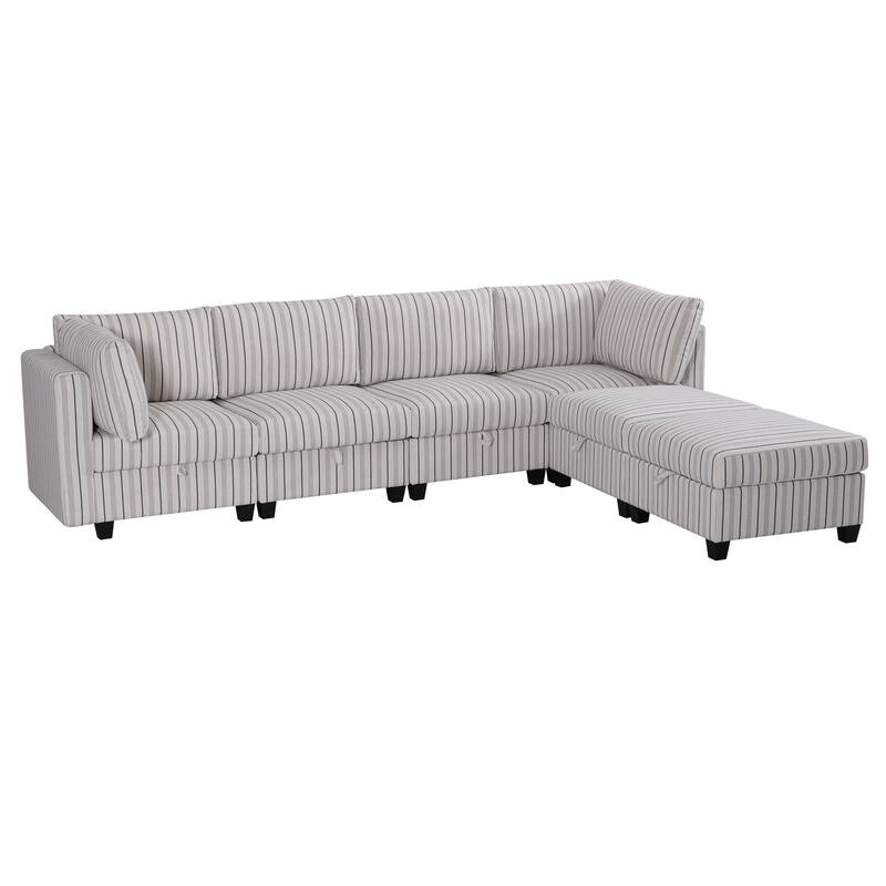 GDFStudio - Modular Sectional Sofa with Storage, Solid Wood Frame ...