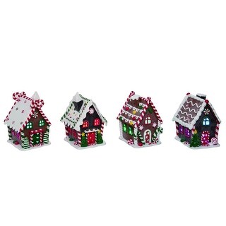 Transpac Artificial 7 in. Red Christmas Light Up Gingerbread House Set ...