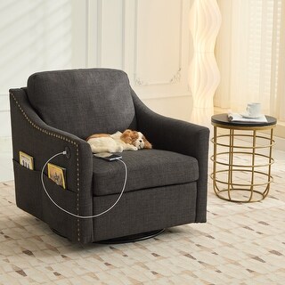 360 Degree Swivel Rotating Accent Chair with USB and magazine bags ...