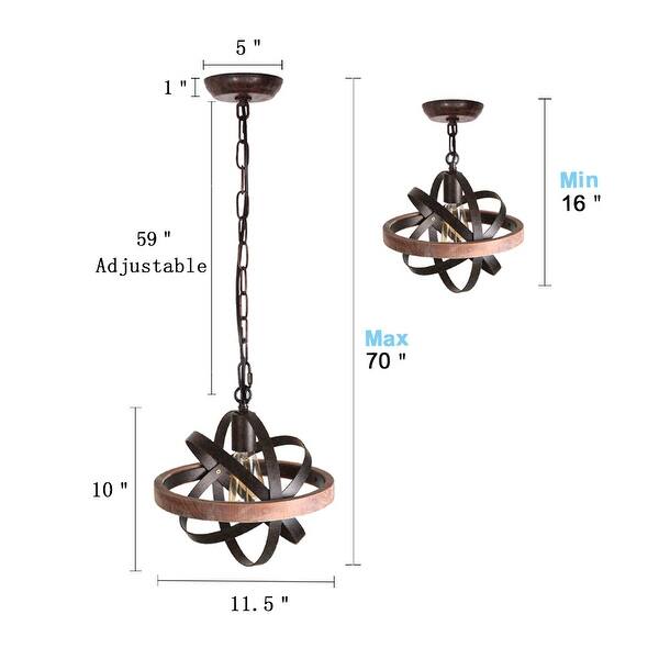 Anmytek Wood Pendant Light For Kitchen Island Industrial Edison Hanging