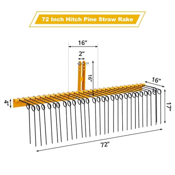 72" Pine Straw Needle Rake,30 Coil Spring Tines Pine Needles Rakes ...
