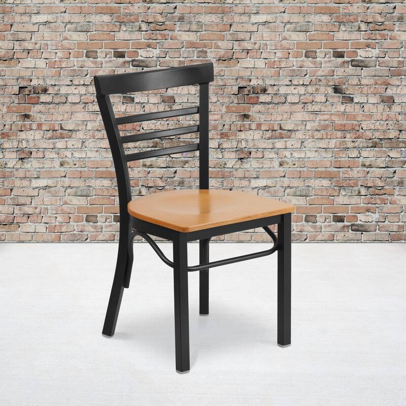 2 Pack Three-Slat Ladder Back Metal Restaurant Chair - Overstock - 26263164