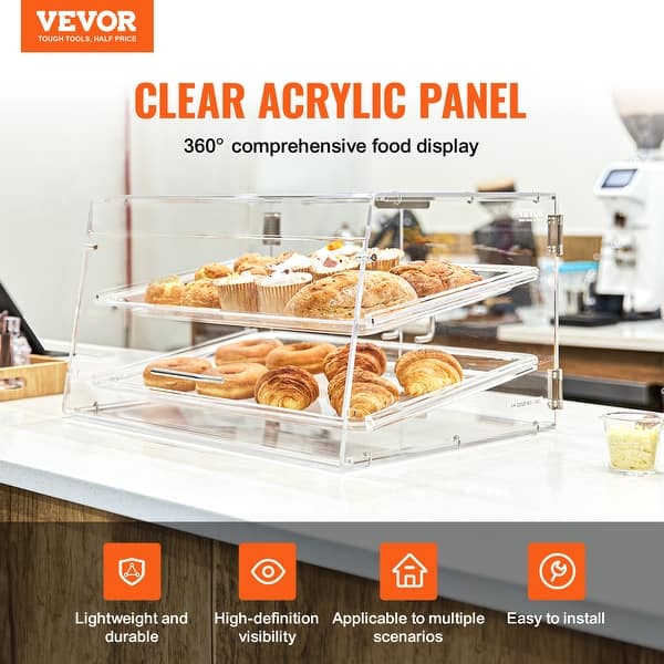 VEVOR Pastry Display Case 2-Tier Commercial Countertop Bakery Display ...