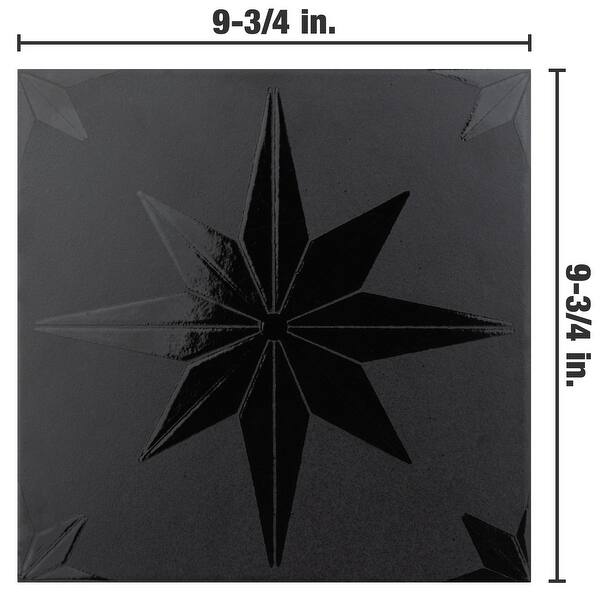Merola Tile Stella Luxe Midnight 9-3/4 in. x 9-3/4 in. Porcelain Floor ...