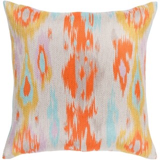 Makayla Orange & Aqua Bohemian Ikat Feather Down Throw Pillow (18" x 18 ...
