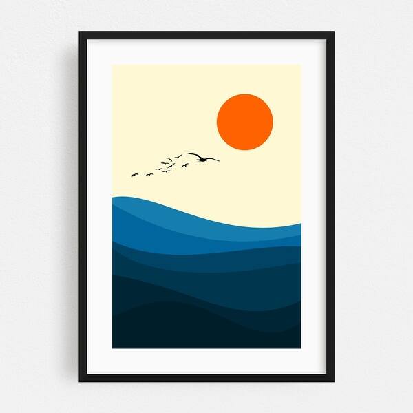 Royal blue ocean Illustrations Abstract Coastal Art Print/Poster - Bed ...