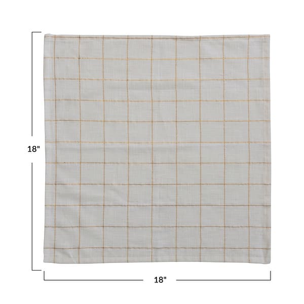 Cotton Napkins with Grid Pattern and Metallic Thread - Bed Bath ...