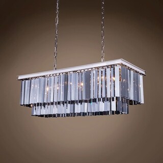12 Light 40" Smoke Glass Fringe Polished Nickel Chandelier & Led - 18. ...