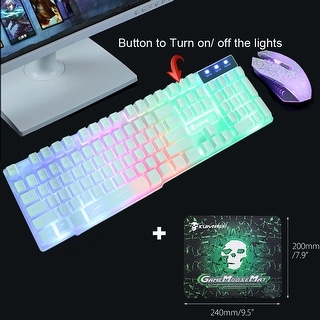 T6 Rainbow Backlit Wired Gaming Keyboard，Mousepad and Mouse Combo ...