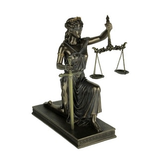 Bronze Lady Justice Holding Balance Scales And Sword Resin Statue - 9.5 ...