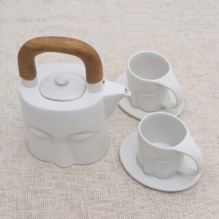 Novica Handmade Peaceful Visage Ceramic Tea Set (Set For 2) - Bed Bath ...