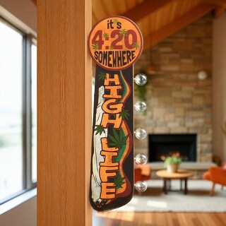 American Art Decor 420 'High Life' LED Metal Sign - Cannabis Marquee ...
