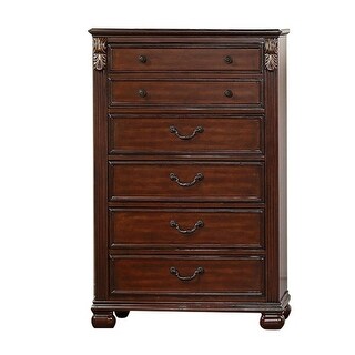 Miri 51 Inch 6 Drawer Tall Dresser Chest, Brass Carved, Cherry Oak ...