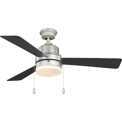 Trevina V 52 in. LED Indoor Painted Nickel Modern Ceiling Fan with ...