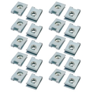 M4 14mmx10mm Iron White Zinc Plated Extruded U Nut Clip 20pcs - Silver ...