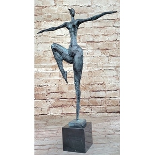 Abstract Female Figure Dancer Kicker Bronze Sculpture Green Patina ...
