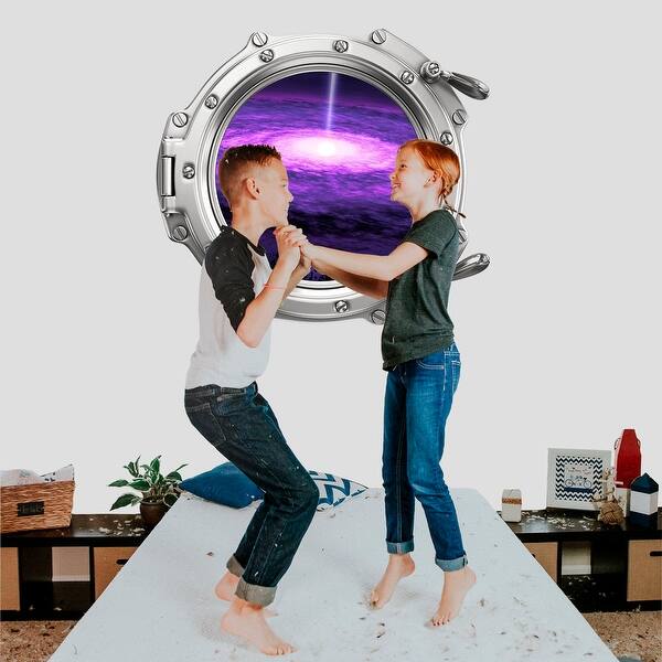 Galaxy View 3D Parthole Window Decal Kids Space Decor - Bed Bath ...