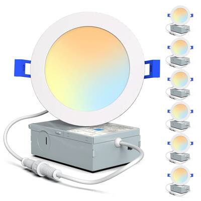 Ultra thin 4 in. Adjustable White 5CCT New Construction 80-Watt ...