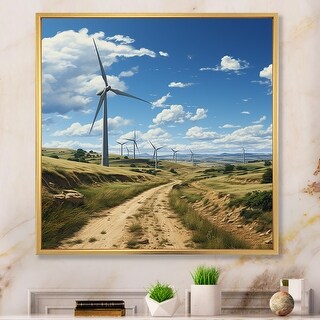 Designart "Wind Turbines In Wind Farm II" Wind Turbines Framed Wall ...