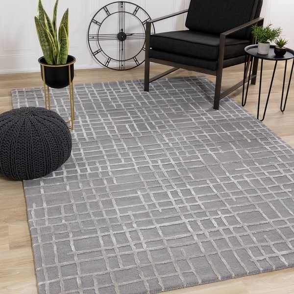 Axel Collection - Grey Grid Rug - Bed Bath & Beyond - 29557512