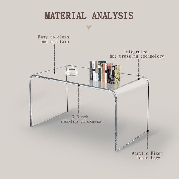 Clear Acrylic Coffee Table, 32"x16"x16", Modern Waterfall Design, 0.6 ...