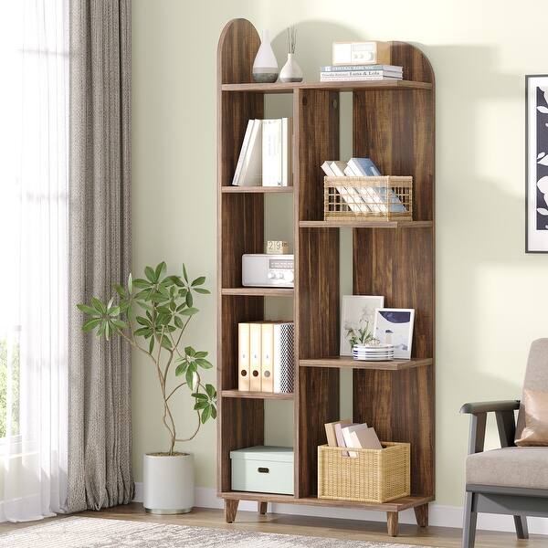 63-inch Tall Wood Etagere Bookcase Bookshelves Display Stand for Home ...